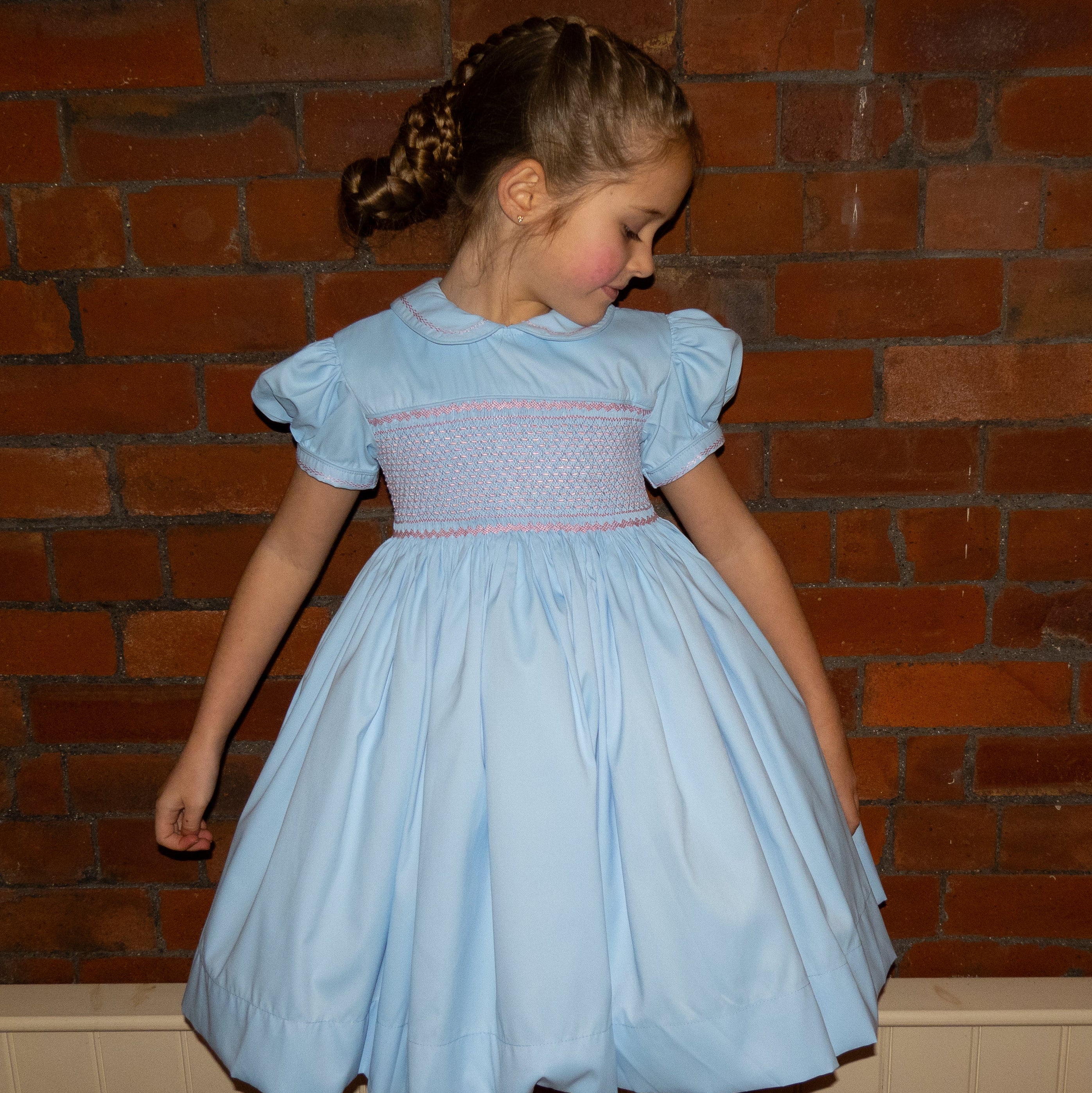 Hand smocked MILLIE dress soft azure blue – Little Miss C | Baby ...